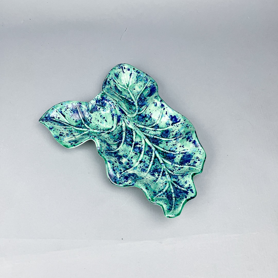 Large Leaf Dish 70's Drip Glaze Lava Drip Ceramic Hand Crafted ...