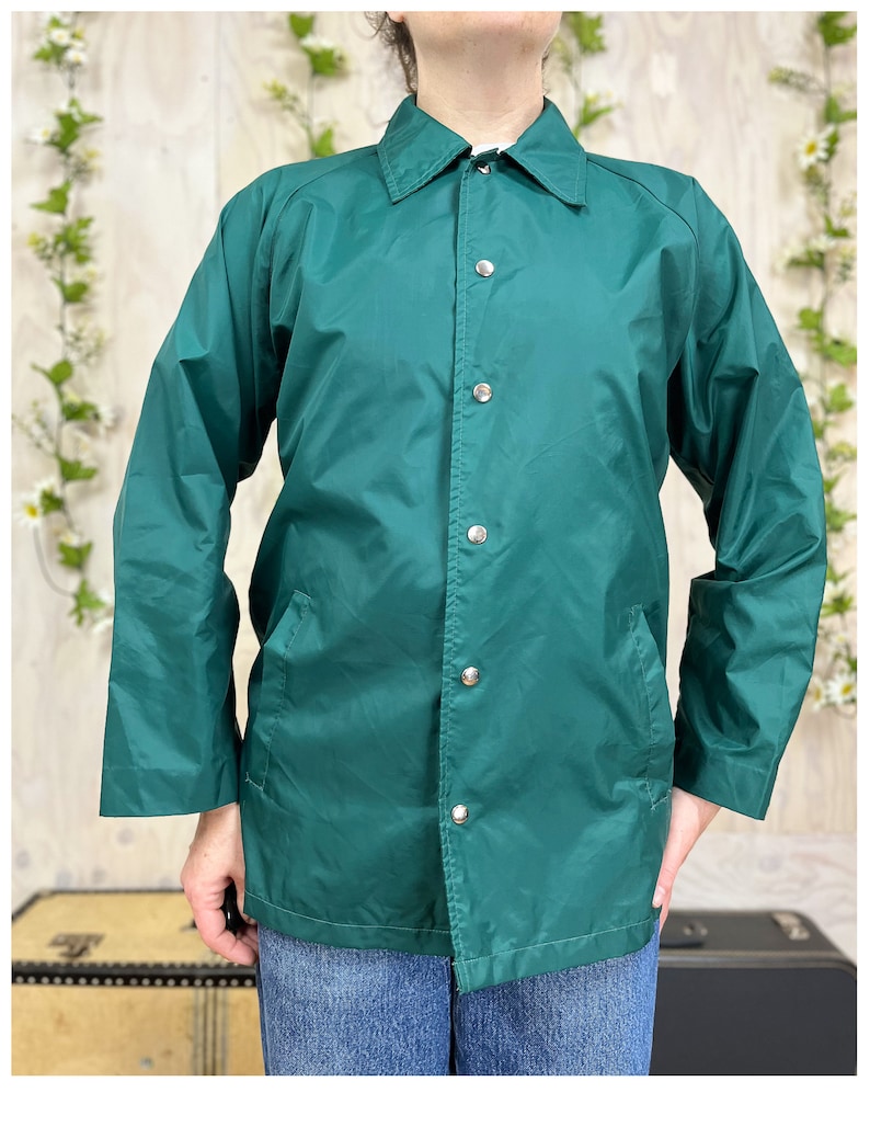 Vintage Nylon Windbreaker 80's Forest Green Snap Close - Etsy