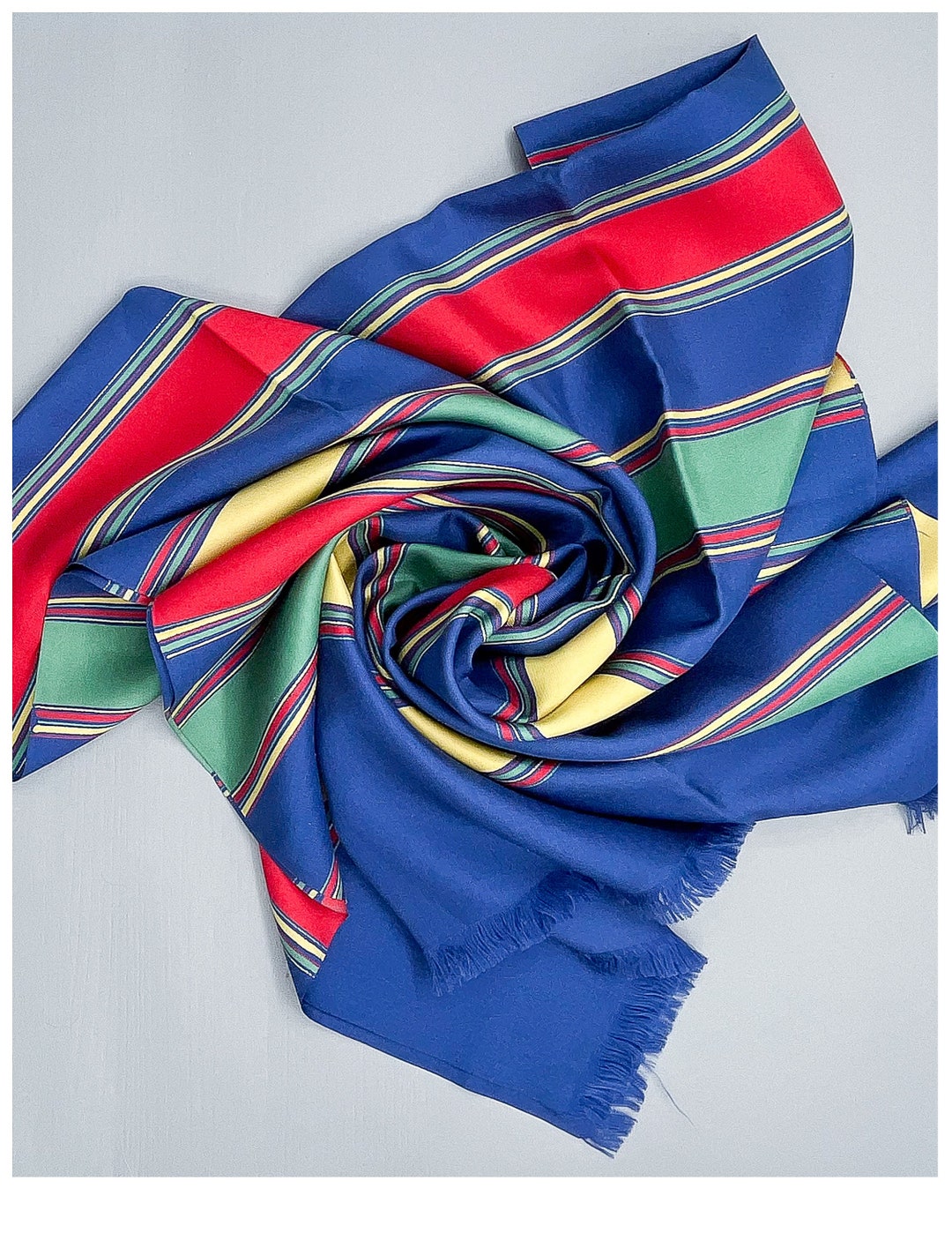Striped Silk Scarf | Vintage 60's Wide Men's Formal Silk Scarf | Blue ...