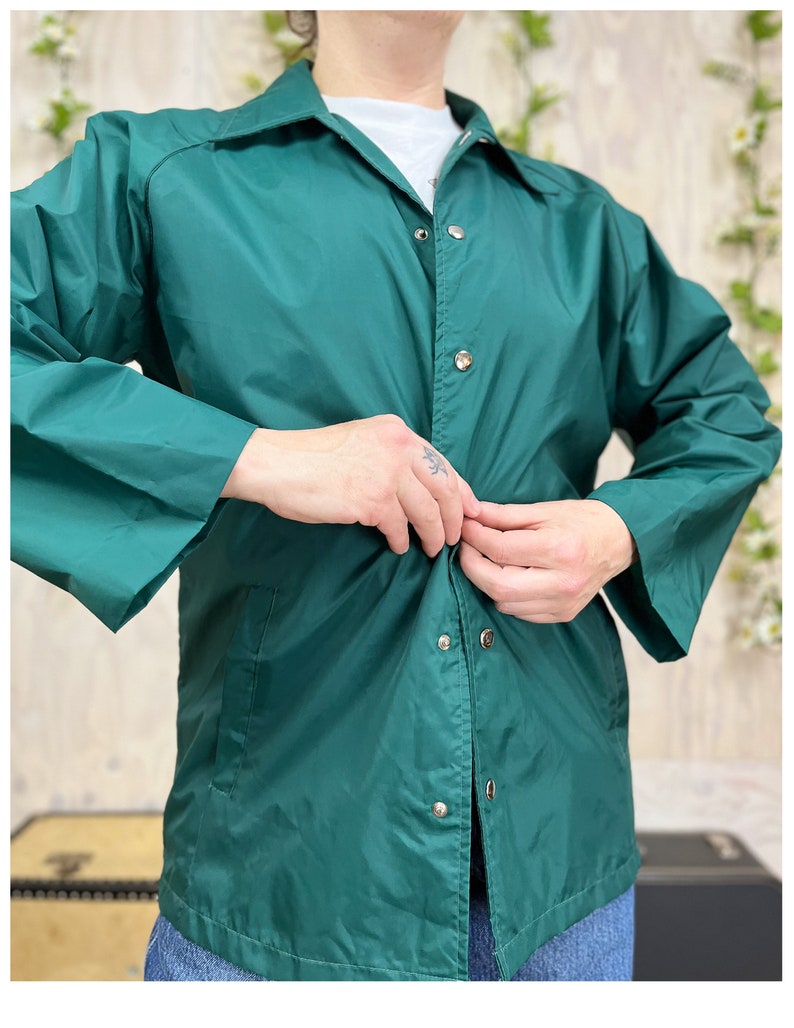 Vintage Nylon Windbreaker 80's Forest Green Snap Close - Etsy
