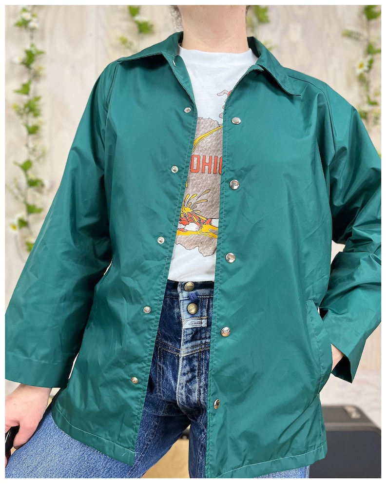 Vintage Nylon Windbreaker 80's Forest Green Snap Close - Etsy