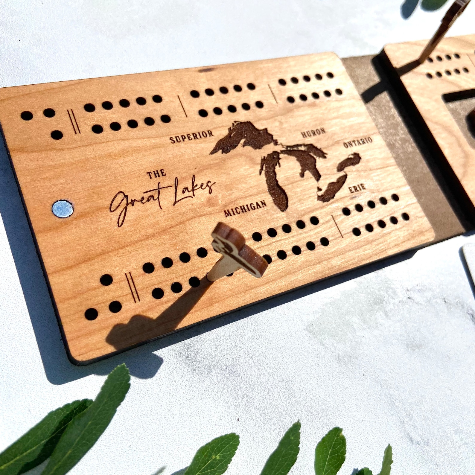Lake Travel Cribbage Board With Custom Cribbage Pegs / Small Mini Lake ...
