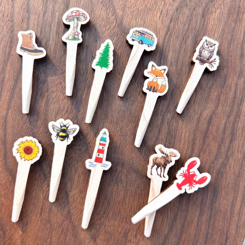 Colorful Maple Wood Cribbage Pegs: Wildlife & Animal Designs on Both ...