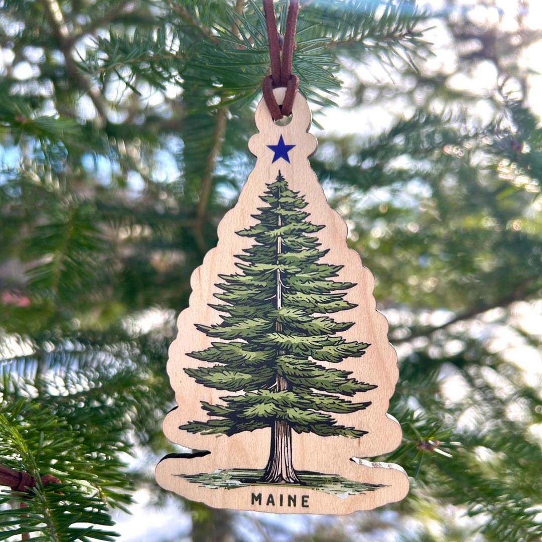 Maine Tree & Star Ornament - A Twist on the Maine 1901 Flag - Etsy