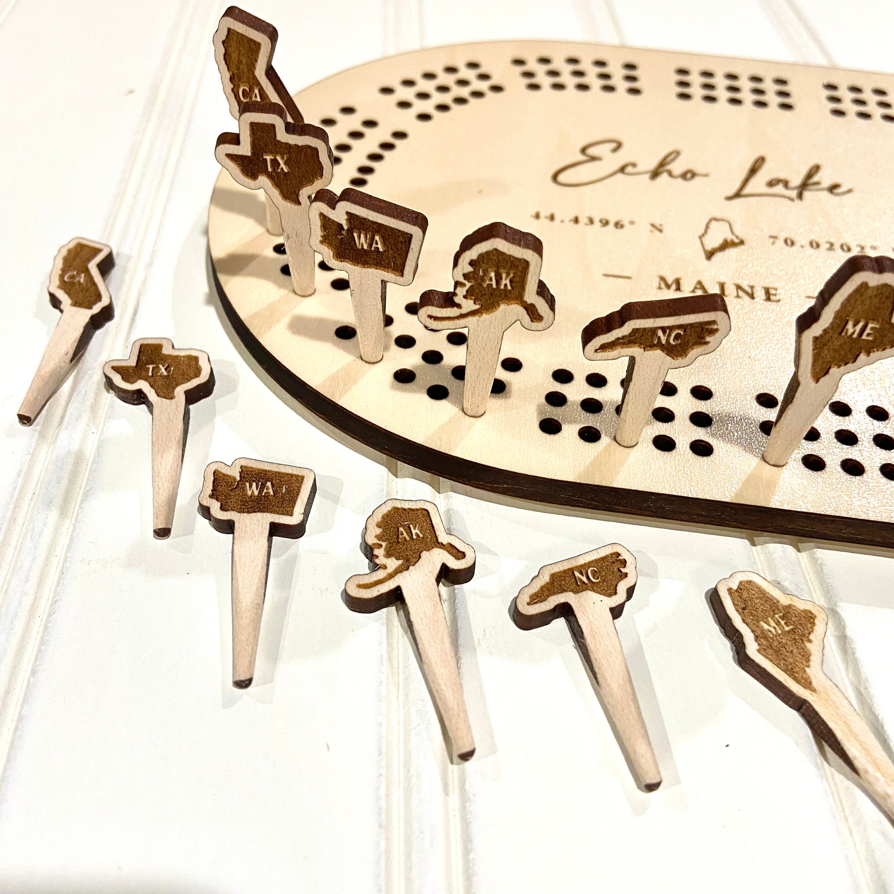 US State Wooden Custom Cribbage Pegs / Set of 2 Pegs / Outline - Etsy