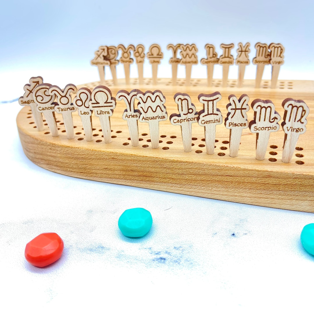 Zodiac Sign Wooden Cribbage Pegs - Set of 2 Pegs - Aquarius, Scorpio ...