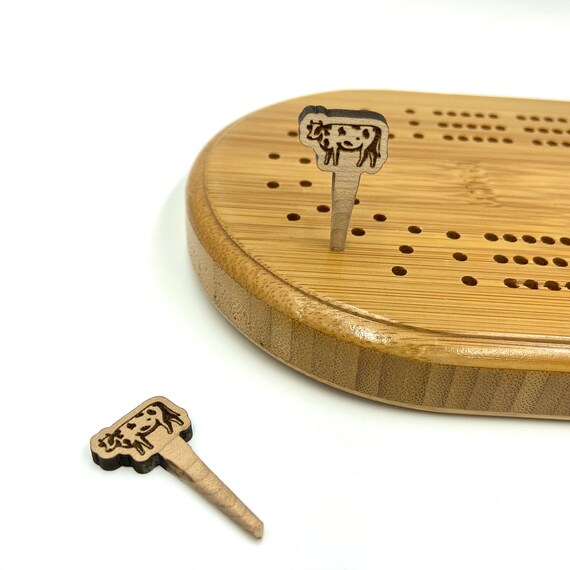 Cow Wooden Custom Cribbage Pegs Farm Animals Set of 2 Pegs | Etsy