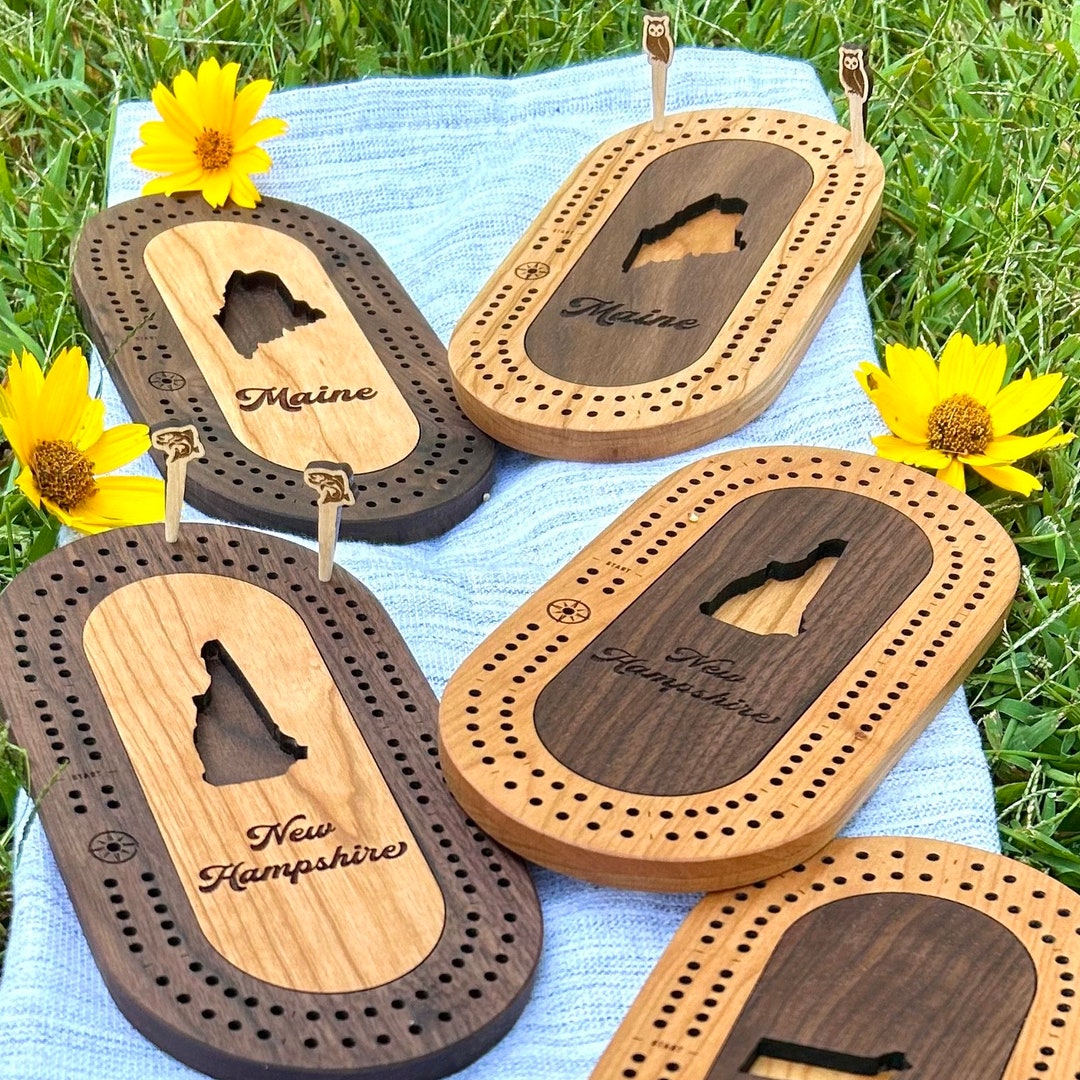 US State Mini Cribbage Board With Custom Pegs - Personalized Cribbage ...