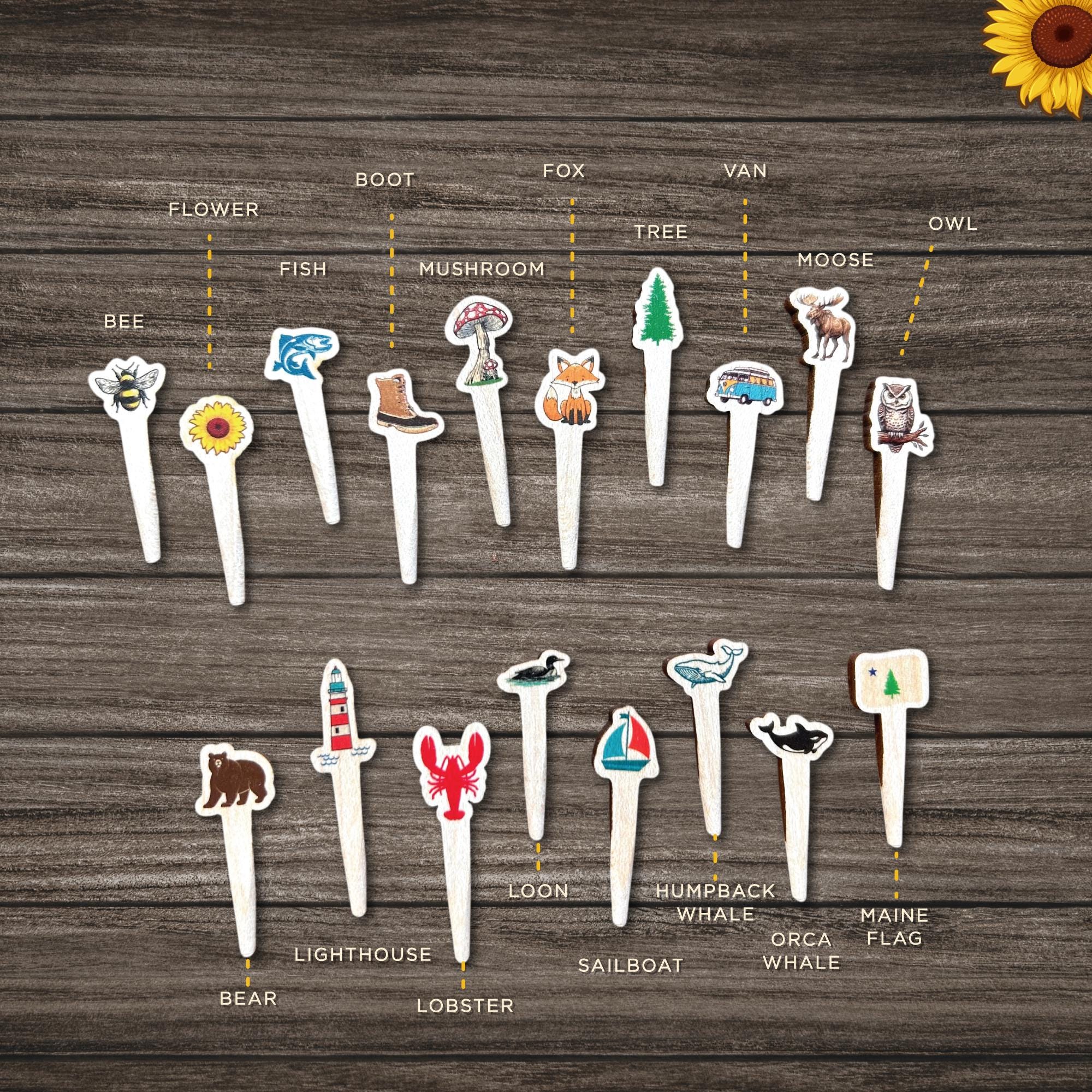 Colorful Maple Wood Cribbage Pegs: Wildlife & Animal Designs on Both ...