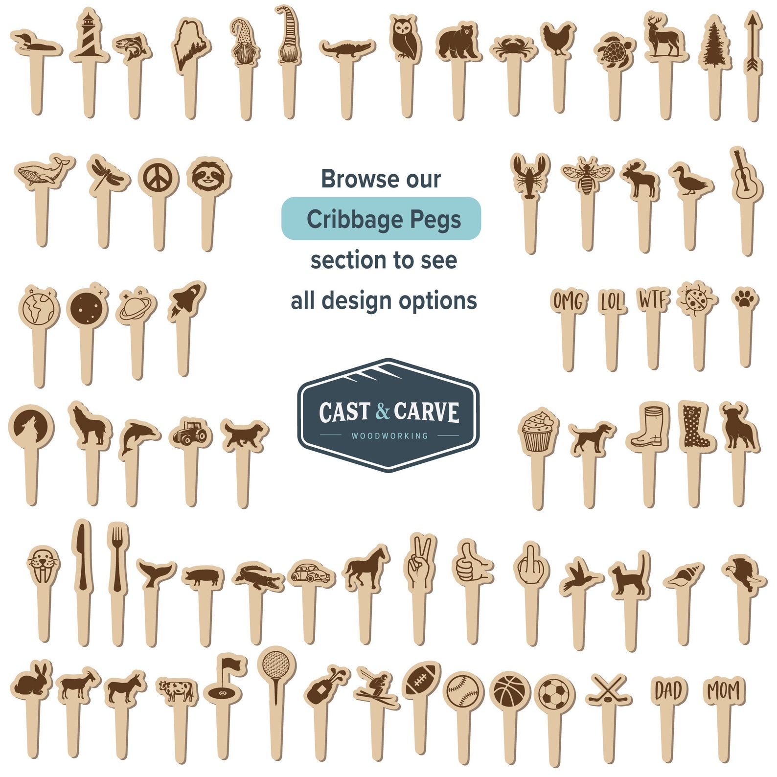 WTF Funny Wooden Custom Cribbage Pegs Set of 2 Pegs | Etsy