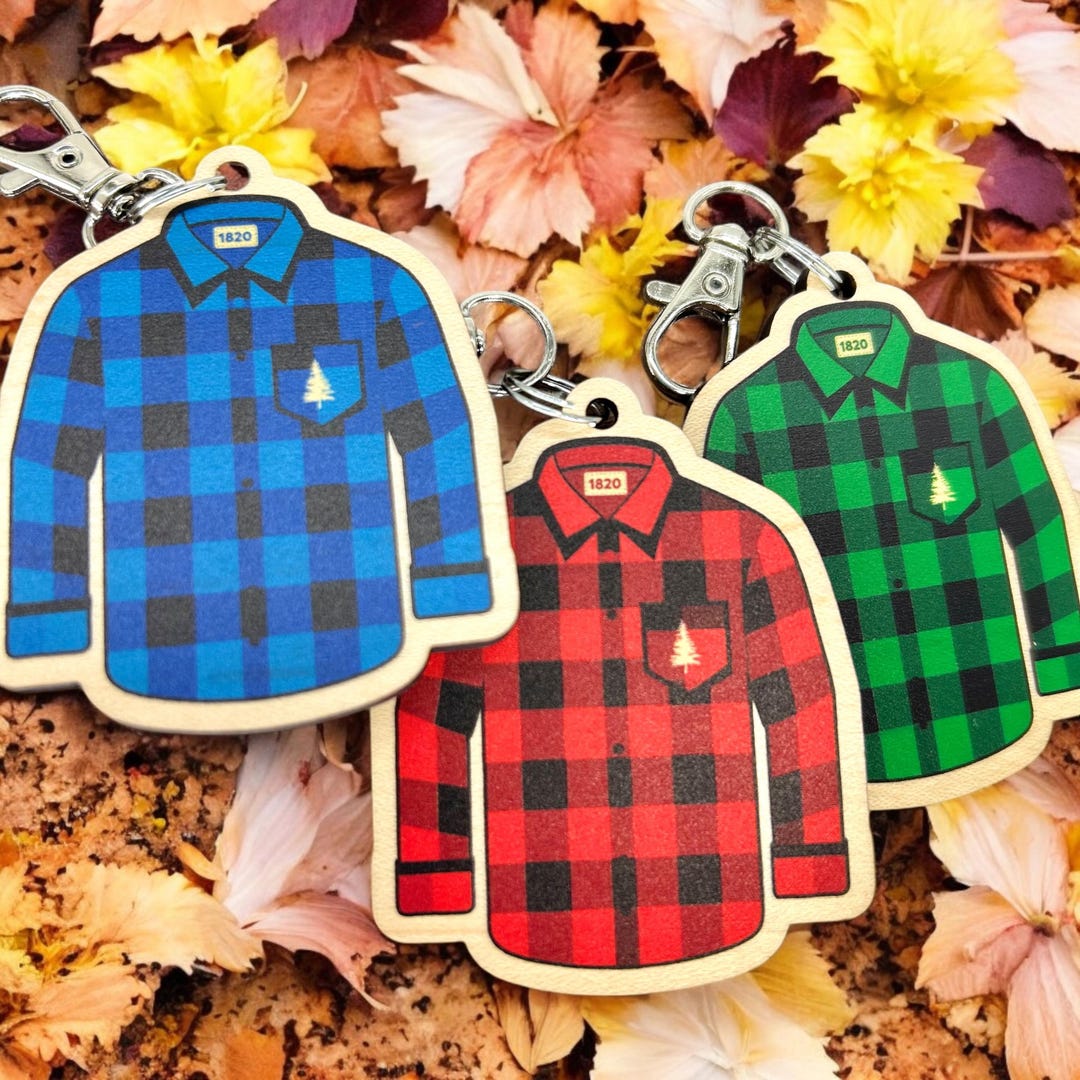 Flannel Shirt Wooden Keychain - Maine 1820 Style Plaid - Etsy