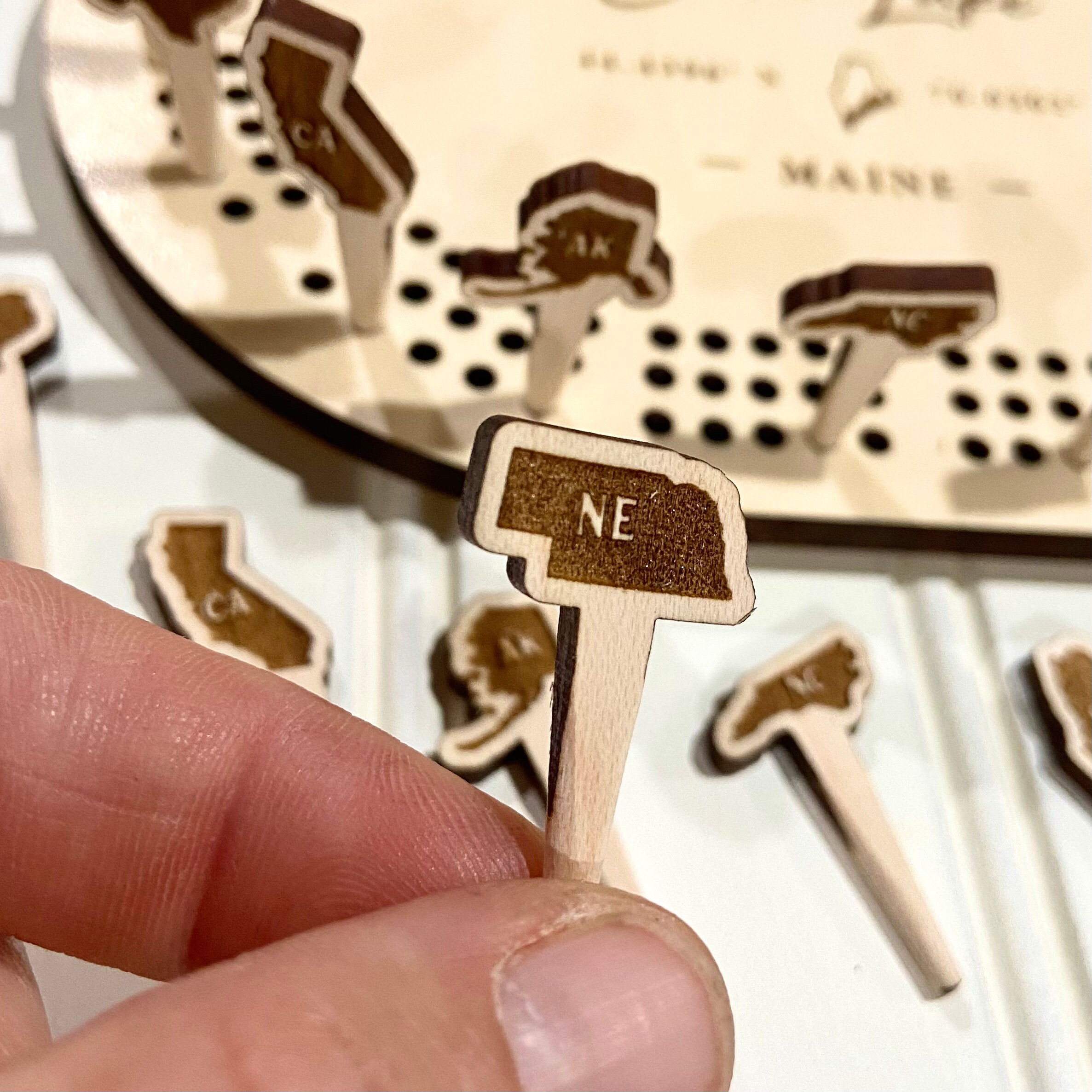 US State Wooden Custom Cribbage Pegs / Set of 2 Pegs / Outline - Etsy