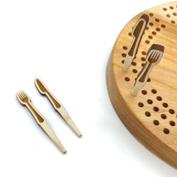 Fork Knife Wooden Custom Cribbage Pegs Set of 2 Pegs - Etsy