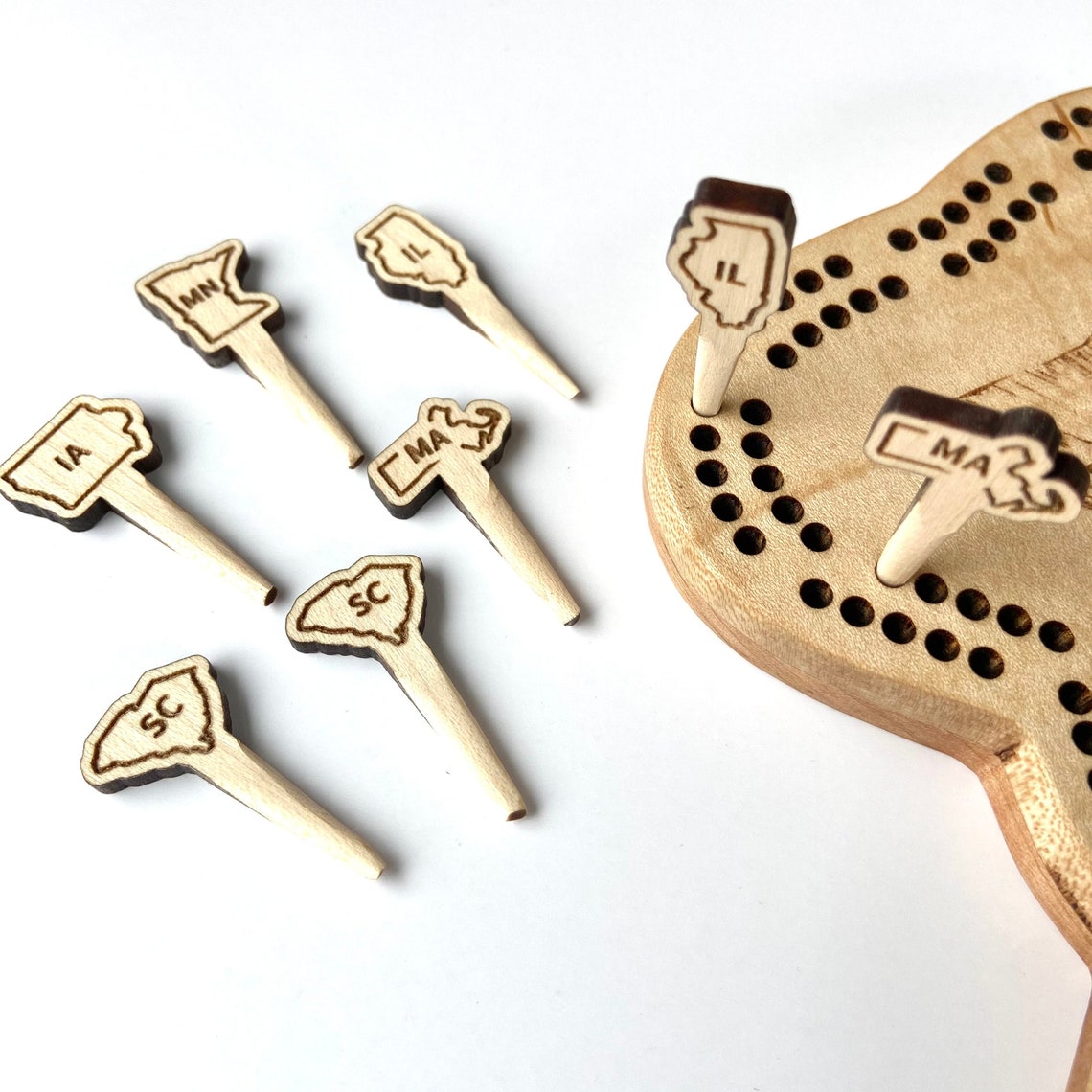 US State Wooden Custom Cribbage Pegs Set of 2 Pegs Outline | Etsy