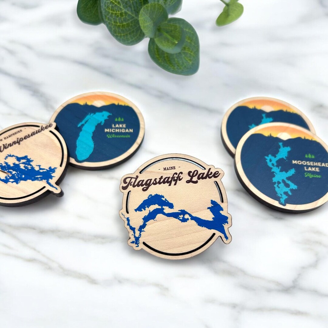 Custom Wooden Lake Magnets in Full Color Bulk & Wholesale for Gifts ...