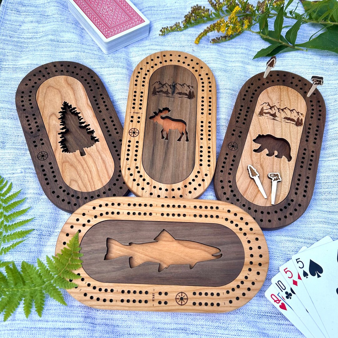 Wildlife Mini Cribbage Board: Personalized Travel Game With Custom Pegs ...