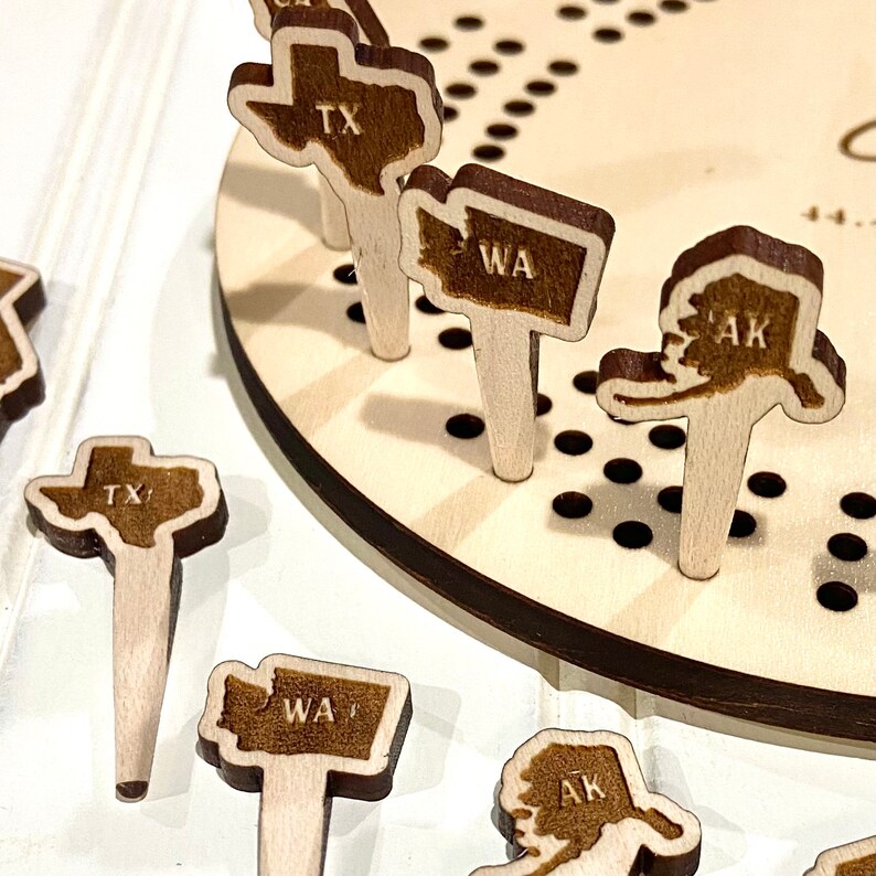 US State Wooden Custom Cribbage Pegs Set of 2 Pegs Outline | Etsy