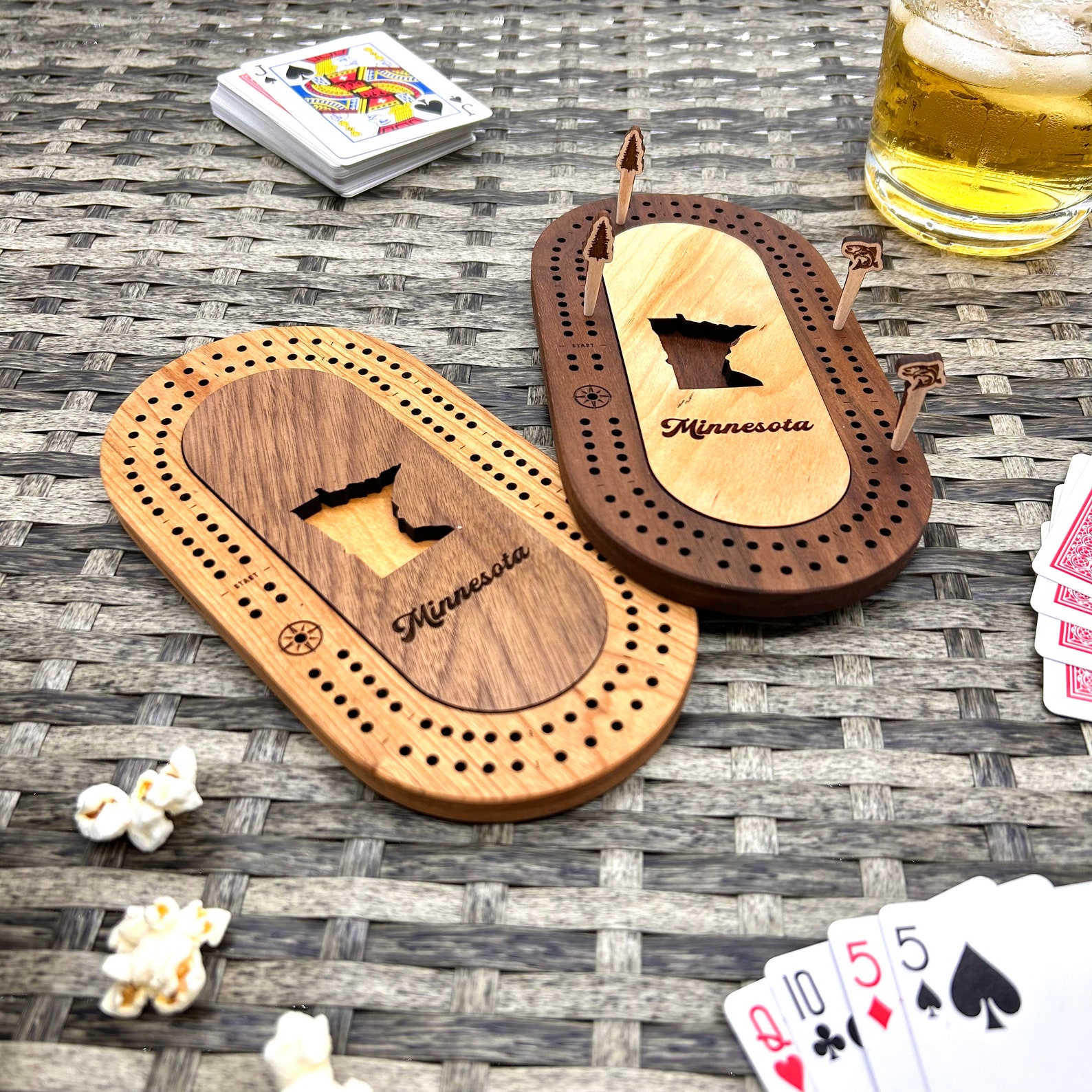 US State Mini Cribbage Board With Custom Pegs Personalized Cribbage ...