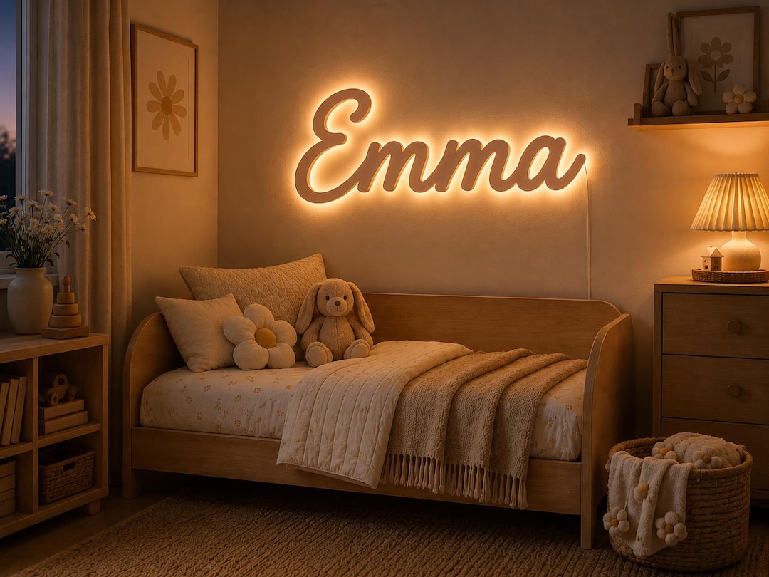 Personalized LED Name Sign: Custom Wooden Nursery Decor, Neon Style ...