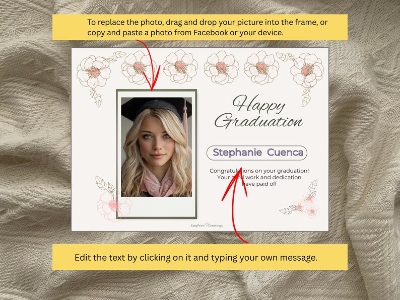 Editable Digital Graduation E-card, Canva Template, Mobile-friendly ...