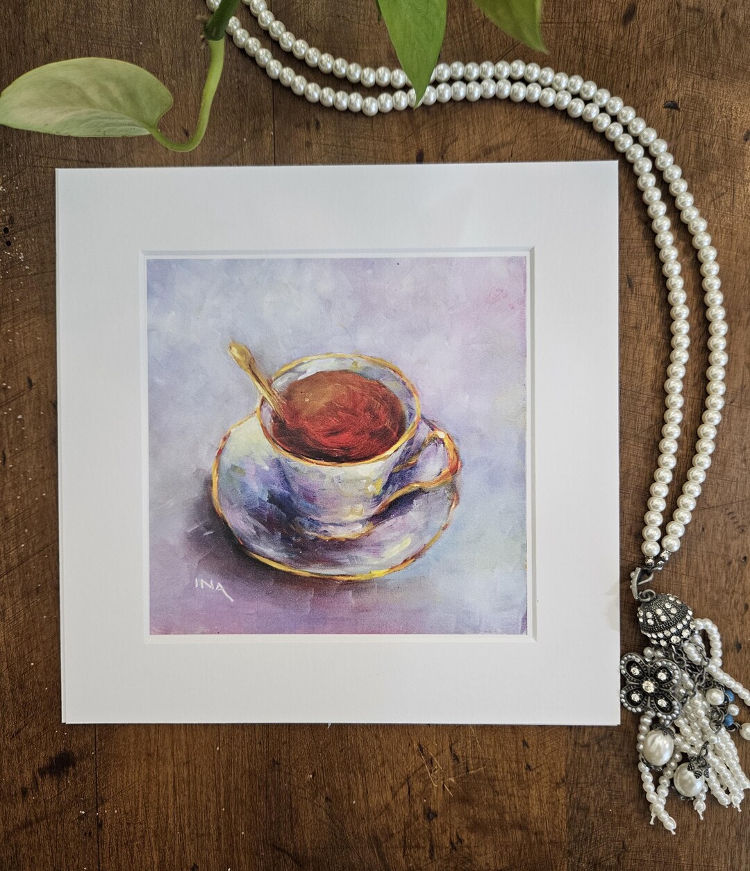 Tea Cup Matted Print, 8” X 8” Matted Print, Square Art Print, Tea Cup ...