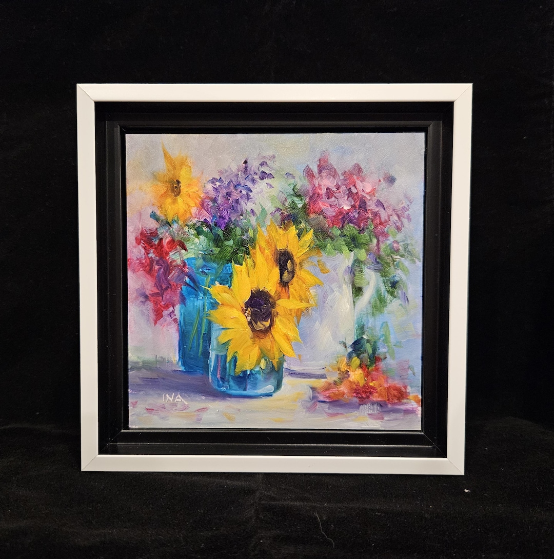 Ball Jar Painting, Original Oil Painting, Ball Jar With Flowers ...
