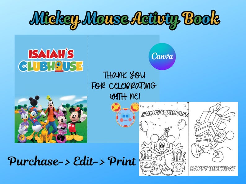 Mickey Mouse Party Favor Printable Activity Book Coloring Pages ...