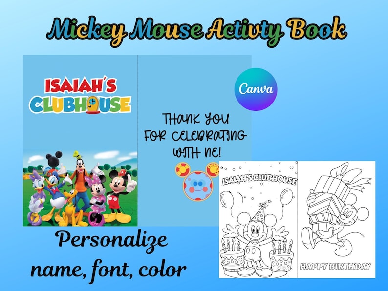 Mickey Mouse Party Favor Printable Activity Book Coloring Pages ...