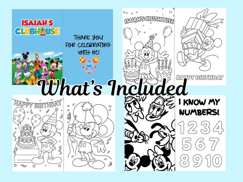 Mickey Mouse Party Favor Printable Activity Book Coloring Pages ...