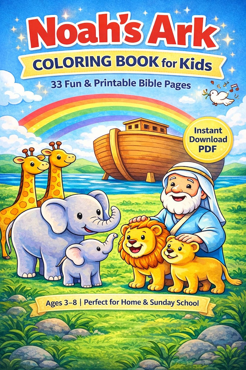 Noah's Ark Coloring Book for Kids | Printable Bible Coloring Pages ...