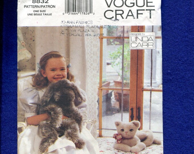 Vogue 8832 Huggable Cuddly Puppy Dog & Kitty Cat Stuffed Animals ...