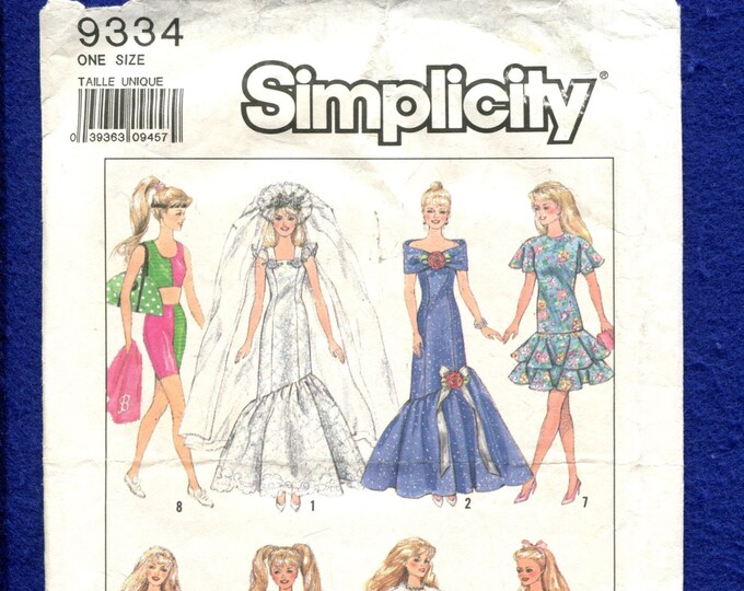 1980's Simplicity 9334 Retro Barbie Doll Wardrobe Pattern UNCUT - Etsy