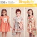 Simplicity 1208 Sweet Country Chic Little Girls Dresses Pattern Size 3 ...