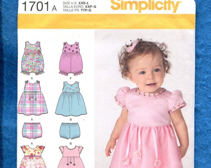 Simplicity 1701 Sweet Baby Dresses & Rompers Pattern Size XXS to L ...