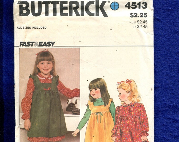 1980's Butterick 4513 Country Girl Dress & Smock Pattern Size 3 to 6X ...