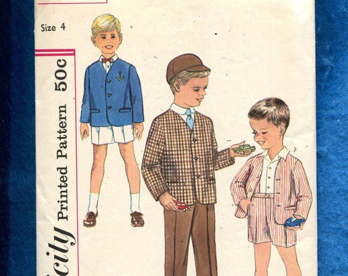 1960's Simplicity 3330 Classic Boy's Summer Suit Pattern Size 3 Kids ...