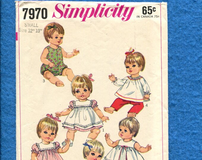 1968 Simplicity 5947 Baby Doll Clothes Pattern for 12/13 Inch Dolls - Etsy