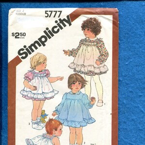 1980's Simplicity 5777 Country Girl Puff Sleeve Dress & Pinafore ...