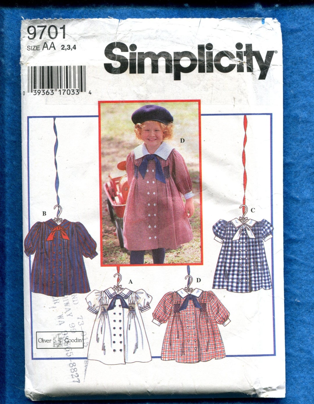 Simplicity 9701 French Artist Smock Dresses Pattern Size 2..3..4UNCUT ...