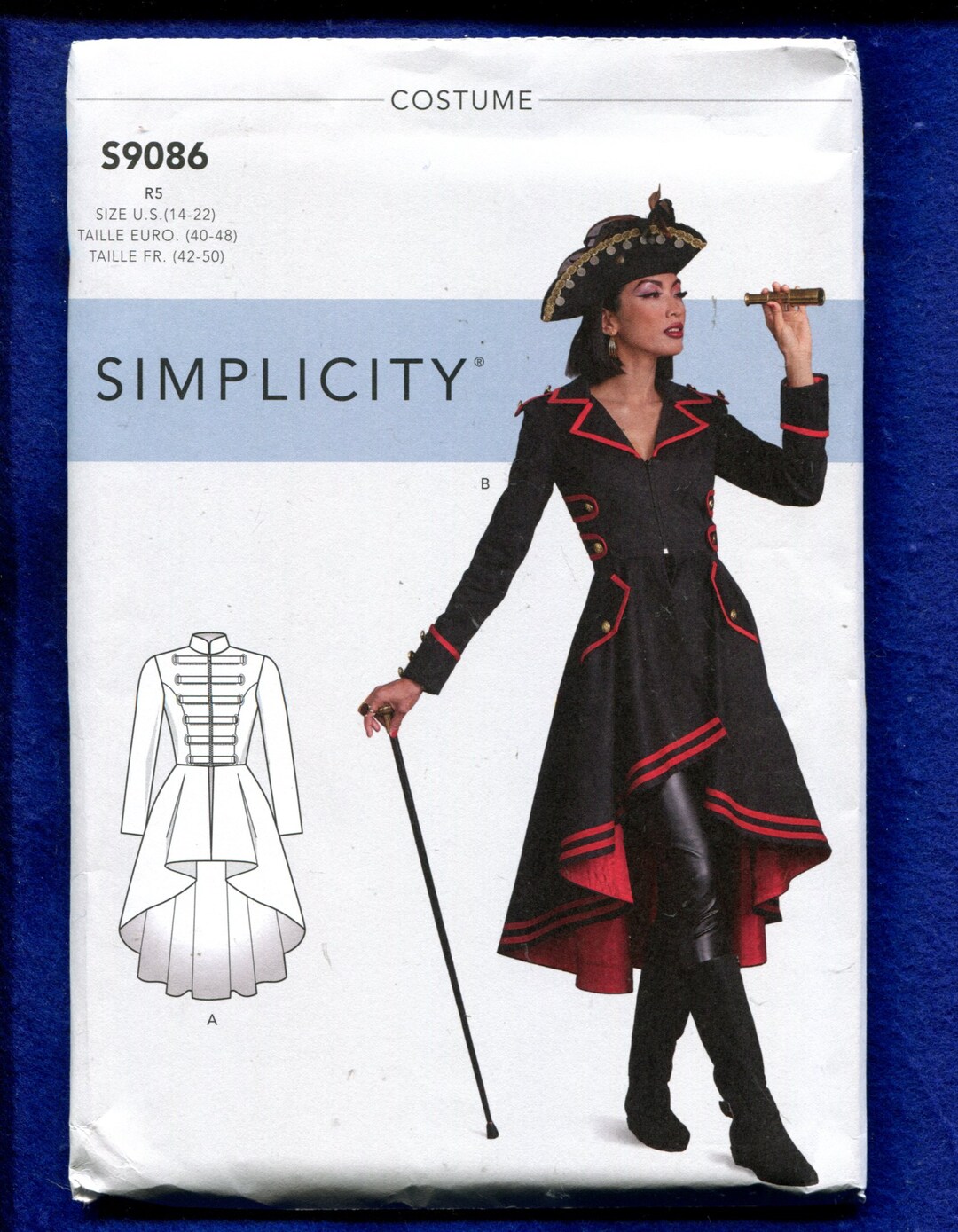 Simplicity 9086 Lady Military Coat Costume Pattern Size 14 to 22 Adults ...