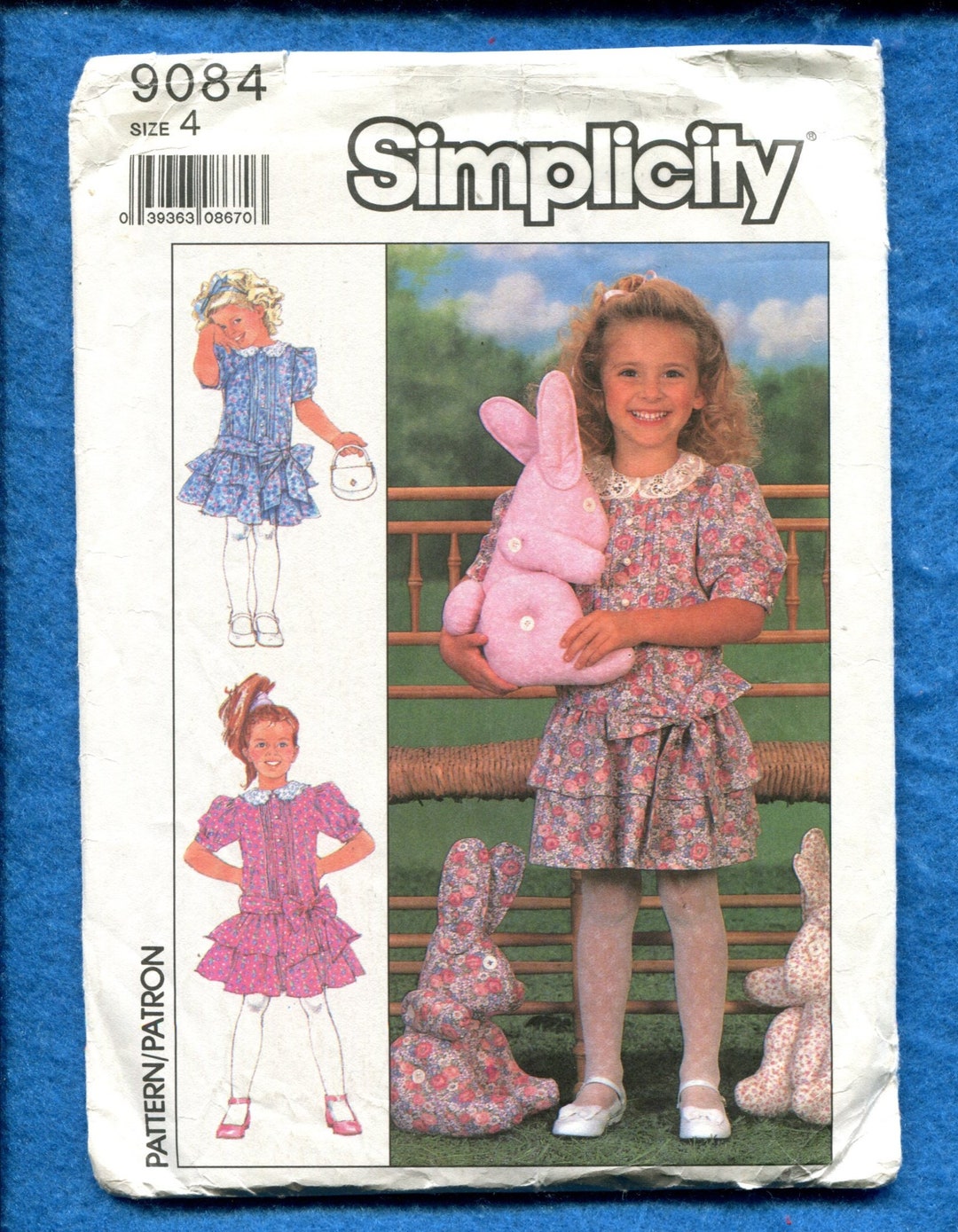 1980's Simplicity 9084 Sweet Little Girl Drop Waist Dresses & Bunny ...