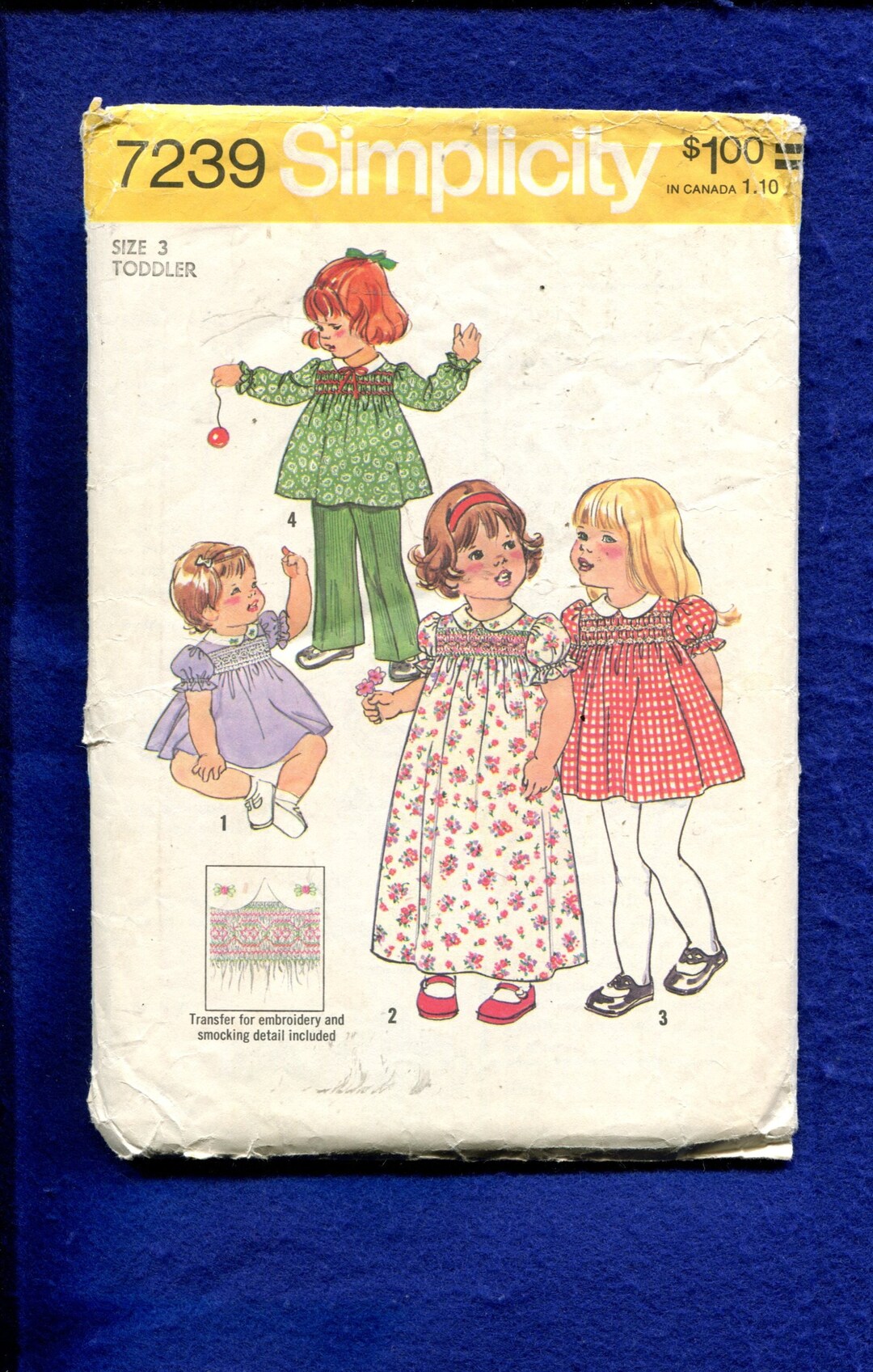 1970's Simplicity 7293 Country Girl Dresses With Smocking Size 3 - Etsy