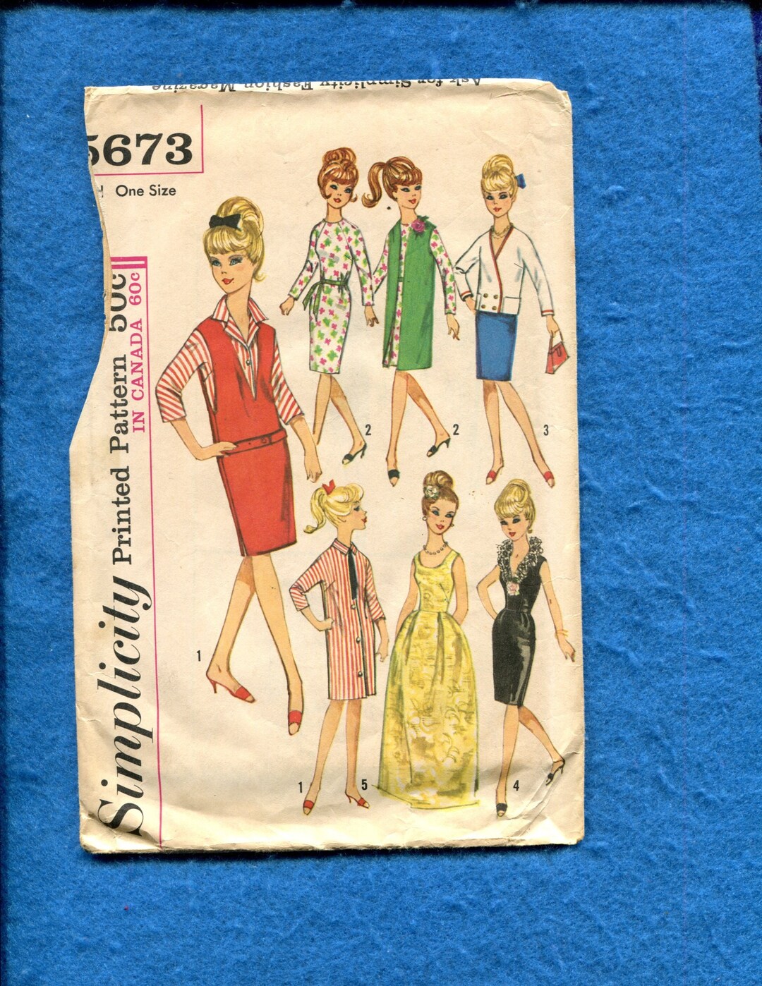 1960's Simplicity 5673 Retro Fashion Doll Wardrobe Pattern Size 11 Inch ...
