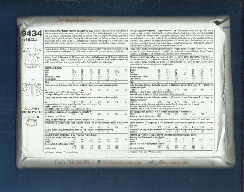 Simplicity 9434 Daisy Kingdom Dress & Pinafore for Little | Etsy