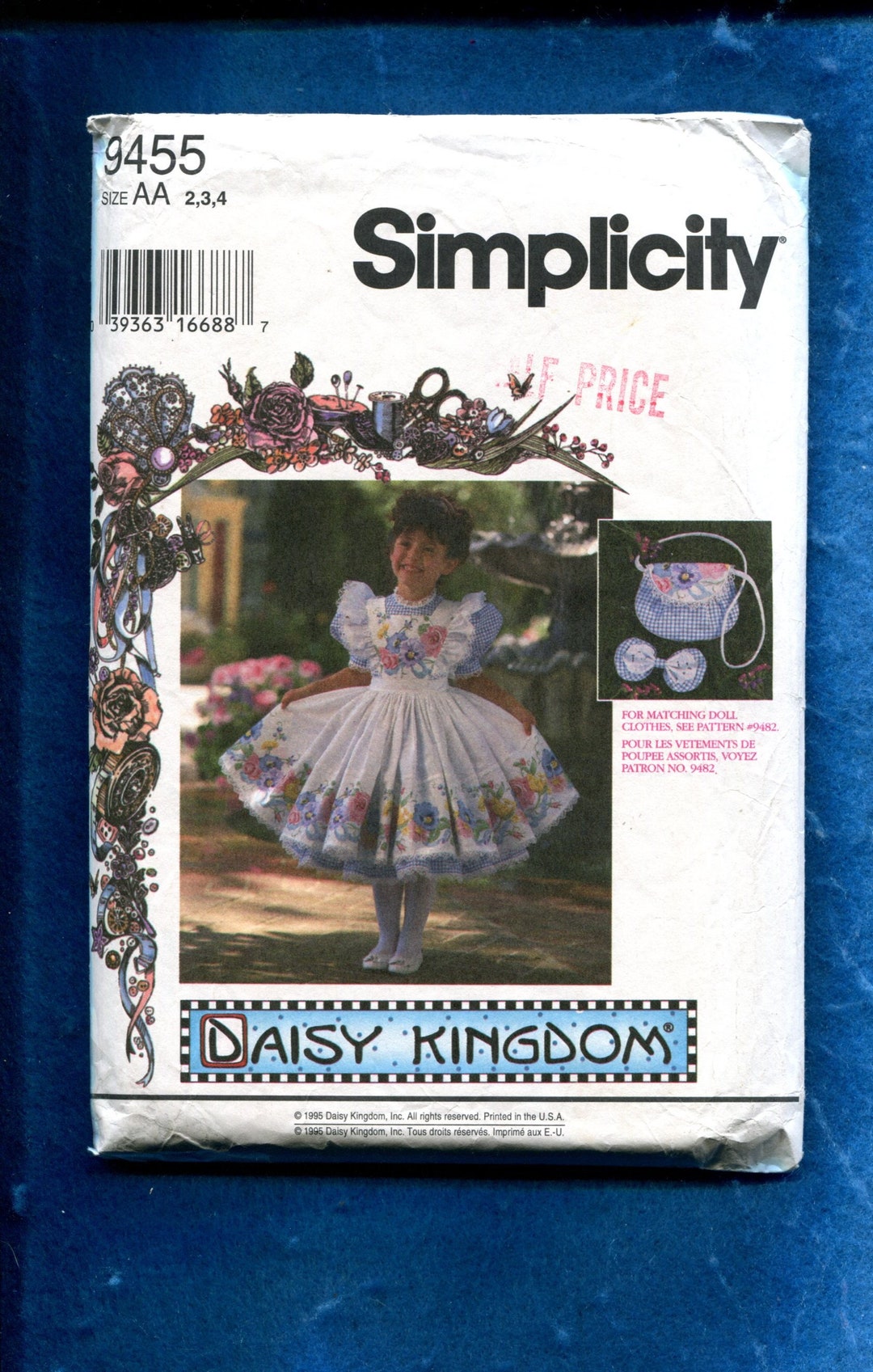 Simplicity 9455 Daisy Kingdom Little Girl Dress & Pinafore Pattern Size ...
