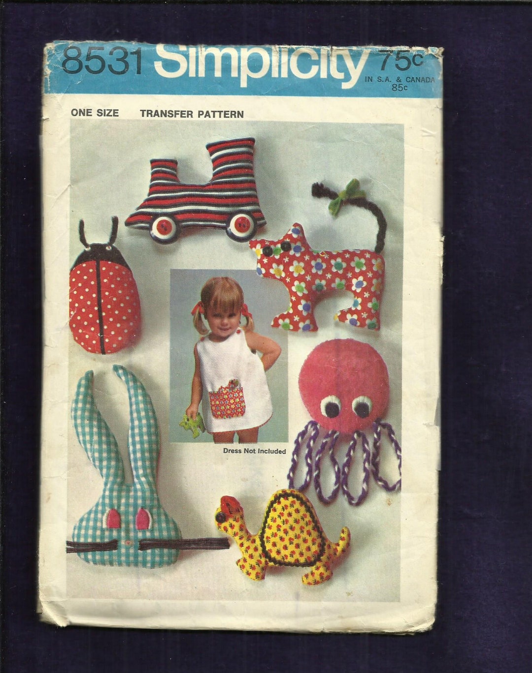1969 Simplicity 8531 Patch Pocket Pals Pattern Little Toys for Little ...