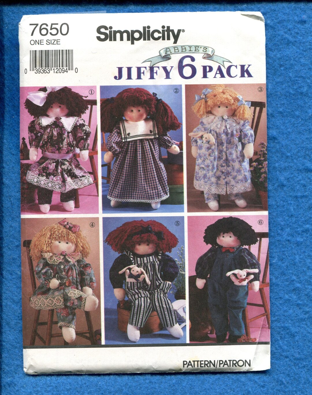Simplicity 7650 Sweet Rag Doll With Her Dresses & Play Clothes Size 22 ...
