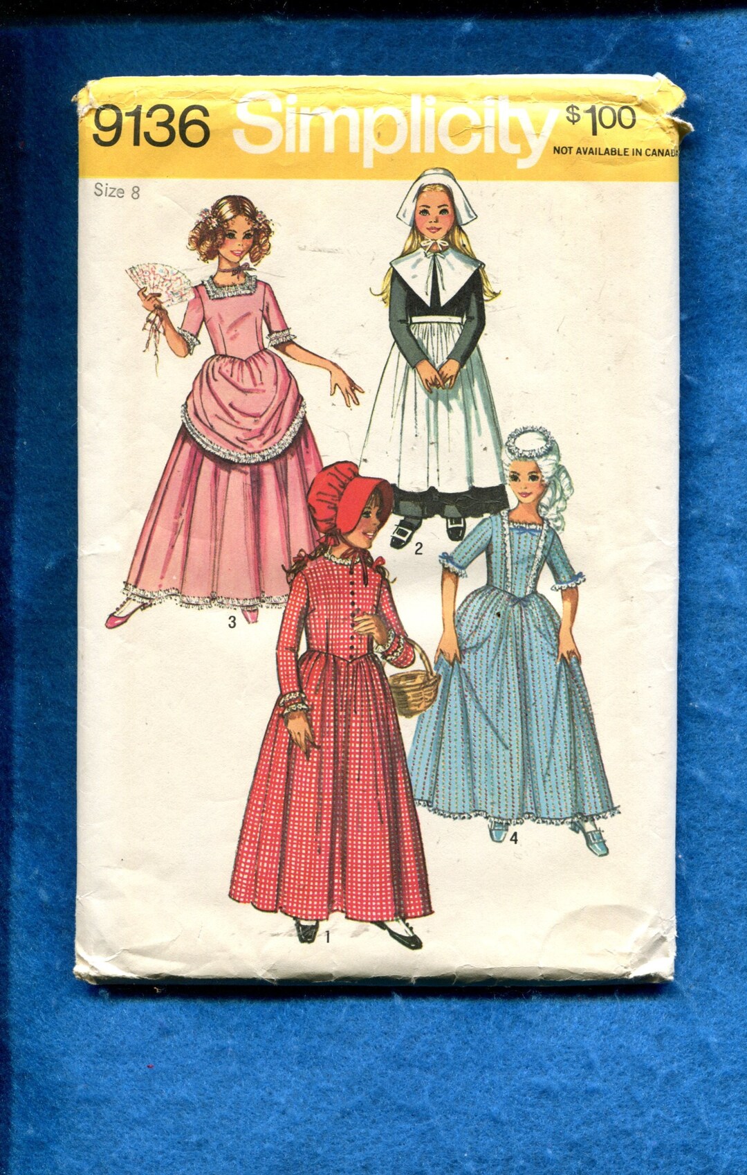 1970's Simplicity 9136 Historical Girls Costumes Colonial Lady Frontier ...