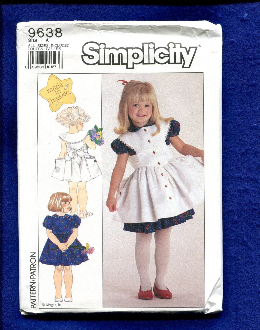 Simplicity 9638 Puff Sleeve Dress & Pinafore Pattern Size 3 to 6X UNCUT ...