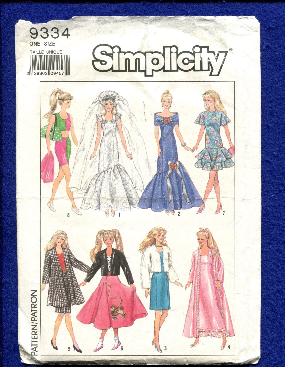1980's Simplicity 9334 Retro Barbie Doll Wardrobe Pattern | Etsy